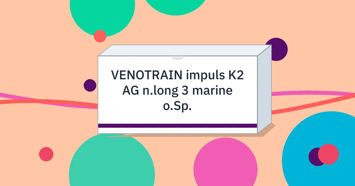 Symbolbild: Packung mit der Aufschrift VENOTRAIN impuls K2 AG n.long 3 marine o.Sp. (PZN 15212044) – Verfügbarkeit und Bezug in Apotheken in Frankfurt am Main