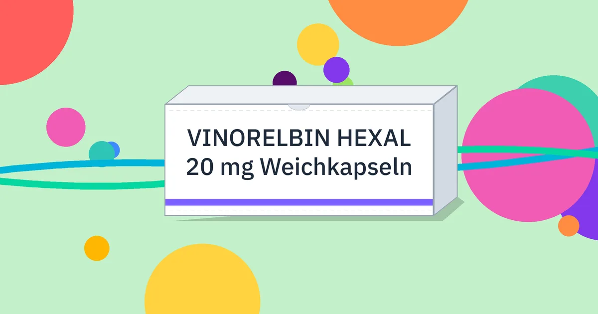 Symbolbild: Packung mit der Aufschrift VINORELBIN HEXAL 20 mg Weichkapseln (PZN 15416189) – Verfügbarkeit und Bezug in Apotheken in Frankfurt am Main
