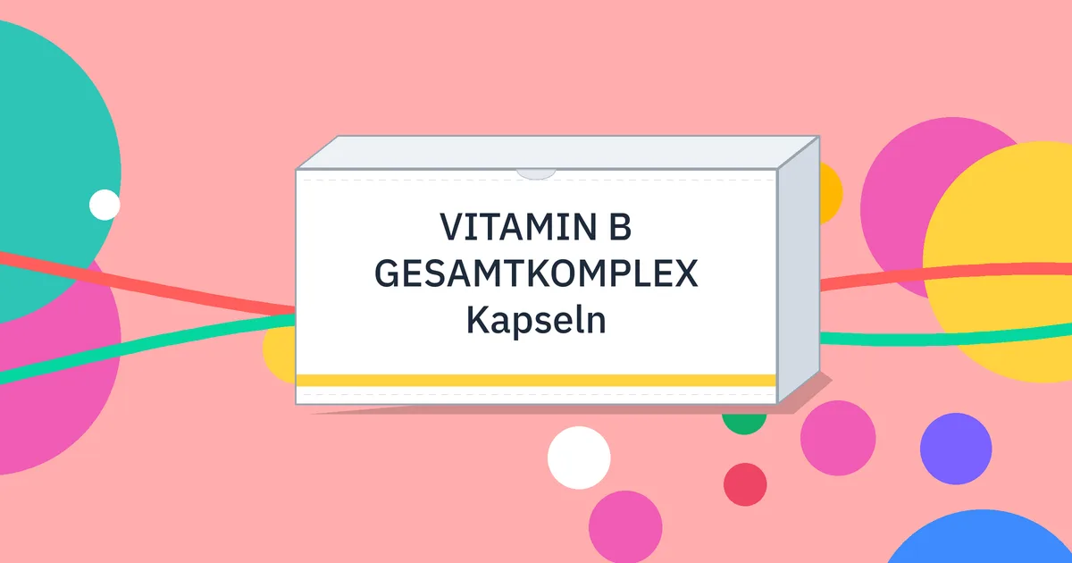 Symbolbild: Packung mit der Aufschrift VITAMIN B GESAMTKOMPLEX Kapseln (PZN 02538732) – Verfügbarkeit und Bezug in Apotheken in Frankfurt am Main