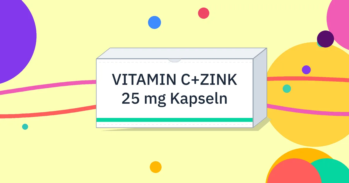 Symbolbild: Packung mit der Aufschrift VITAMIN C+ZINK 25 mg Kapseln (PZN 11169417) – Verfügbarkeit und Bezug in Apotheken in Frankfurt am Main