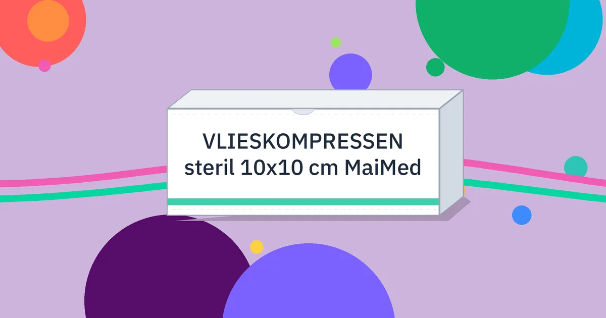 Symbolbild: Packung mit der Aufschrift VLIESKOMPRESSEN steril 10x10 cm MaiMed (PZN 20354467) – Verfügbarkeit und Bezug in Apotheken in Frankfurt am Main