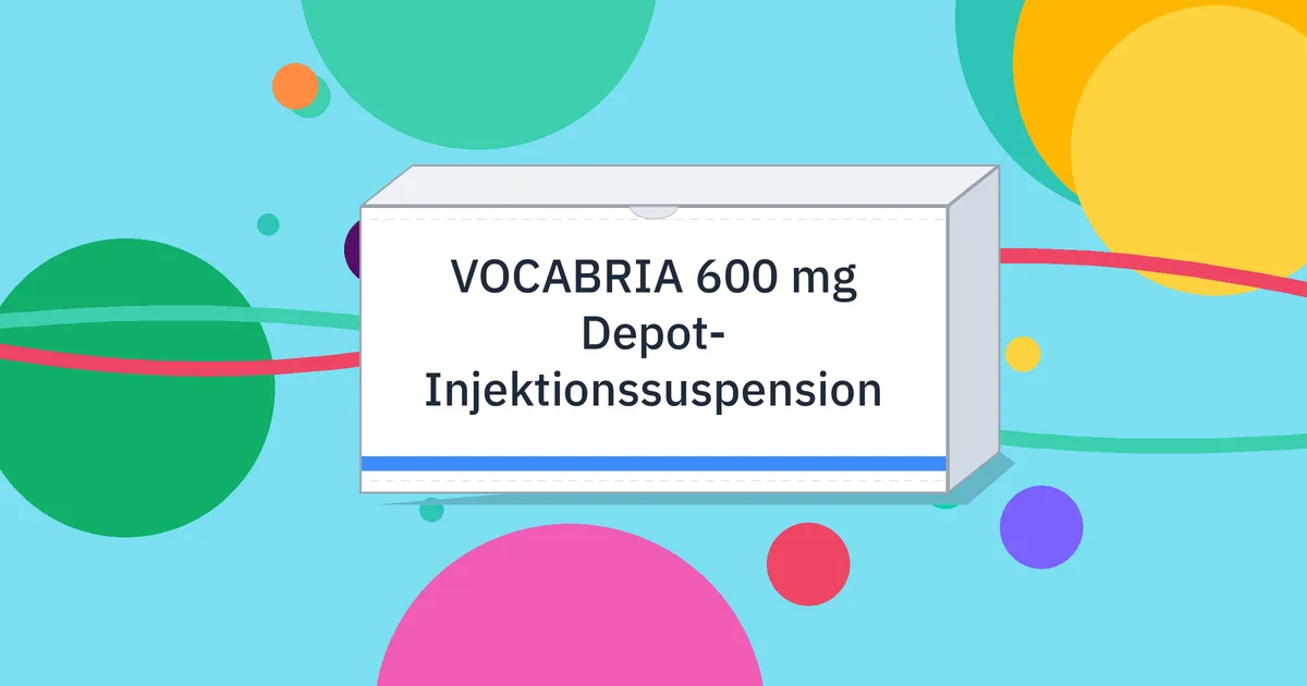 Symbolbild: Packung mit der Aufschrift VOCABRIA 600 mg Depot-Injektionssuspension (PZN 18778912) – Verfügbarkeit und Bezug in Apotheken in Frankfurt am Main