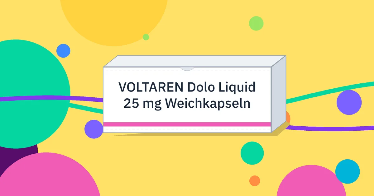 Symbolbild: Packung mit der Aufschrift VOLTAREN Dolo Liquid 25 mg Weichkapseln (PZN 05023939) – Verfügbarkeit und Bezug in Apotheken in Frankfurt am Main