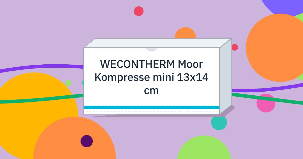 Symbolbild: Packung mit der Aufschrift WECONTHERM Moor Kompresse mini 13x14 cm (PZN 09043755) – Verfügbarkeit und Bezug in Apotheken in Frankfurt am Main