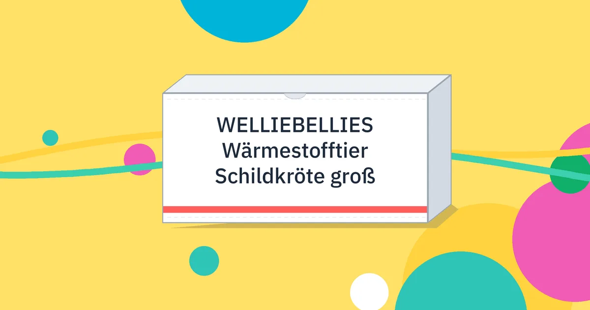 Symbolbild: Packung mit der Aufschrift WELLIEBELLIES Wärmestofftier Schildkröte groß (PZN 14269616) – Verfügbarkeit und Bezug in Apotheken in Frankfurt am Main