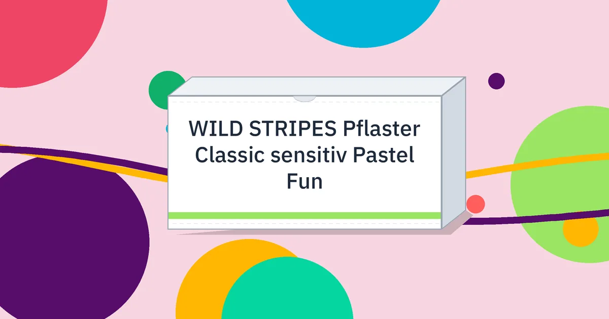 Symbolbild: Packung mit der Aufschrift WILD STRIPES Pflaster Classic sensitiv Pastel Fun (PZN 19696168) – Verfügbarkeit und Bezug in Apotheken in Frankfurt am Main