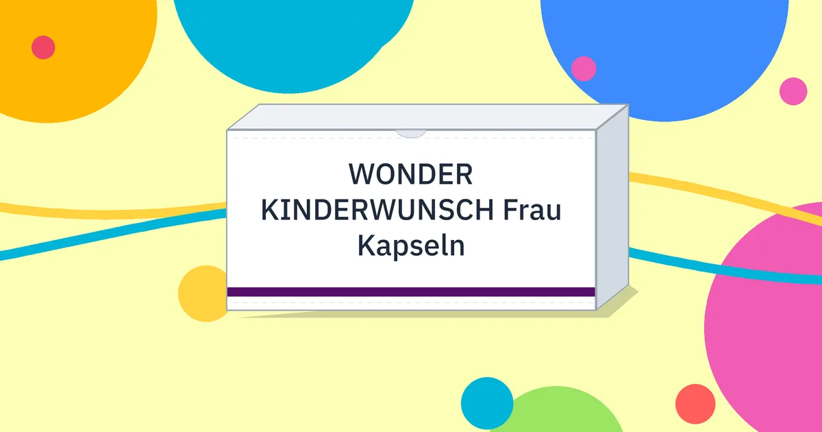 Symbolbild: Packung mit der Aufschrift WONDER KINDERWUNSCH Frau Kapseln (PZN 20348343) – Verfügbarkeit und Bezug in Apotheken in Frankfurt am Main