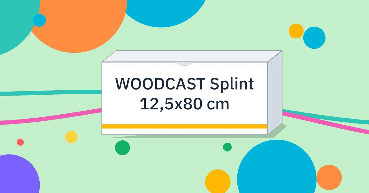 Symbolbild: Packung mit der Aufschrift WOODCAST Splint 12,5x80 cm (PZN 03636307) – Verfügbarkeit und Bezug in Apotheken in Frankfurt am Main