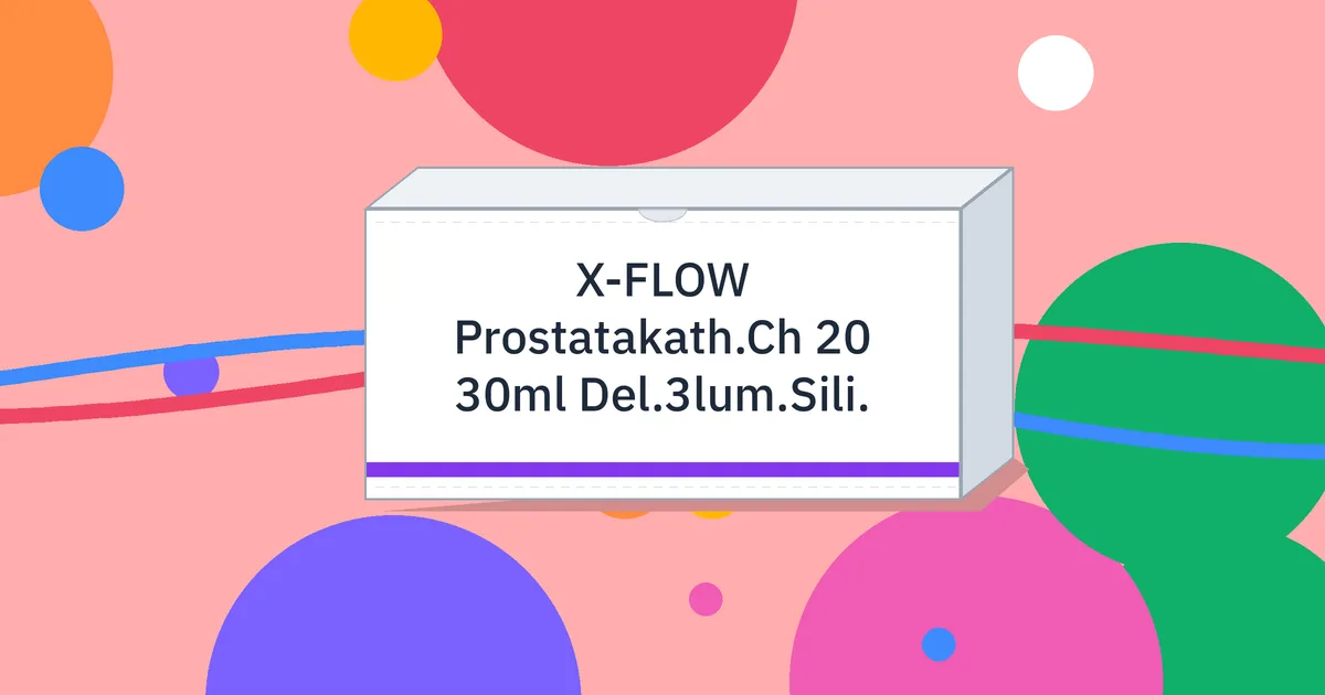 Symbolbild: Packung mit der Aufschrift X-FLOW Prostatakath.Ch 20 30ml Del.3lum.Sili. (PZN 17508381) – Verfügbarkeit und Bezug in Apotheken in Frankfurt am Main