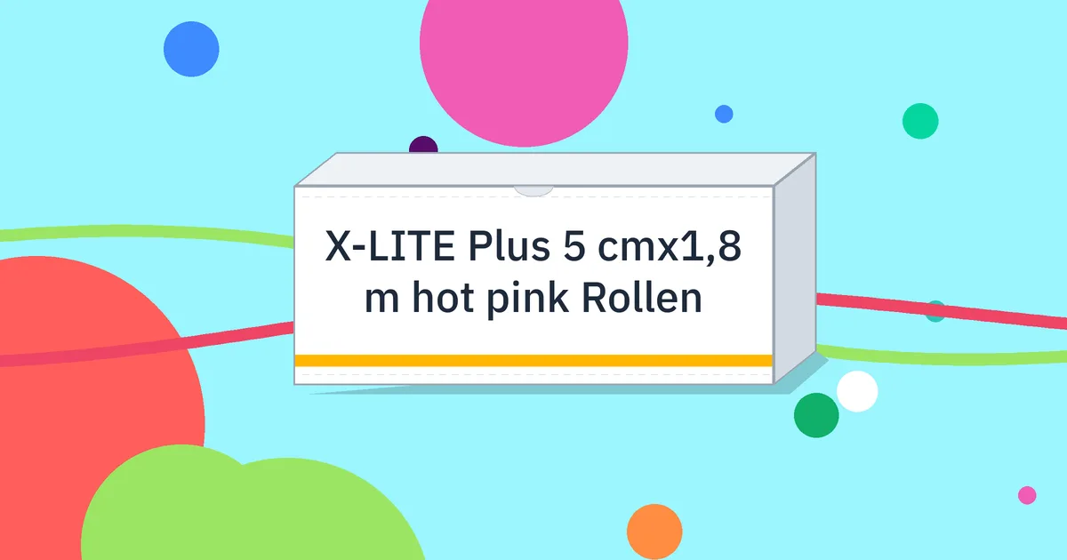 Symbolbild: Packung mit der Aufschrift X-LITE Plus 5 cmx1,8 m hot pink Rollen (PZN 14441624) – Verfügbarkeit und Bezug in Apotheken in Frankfurt am Main