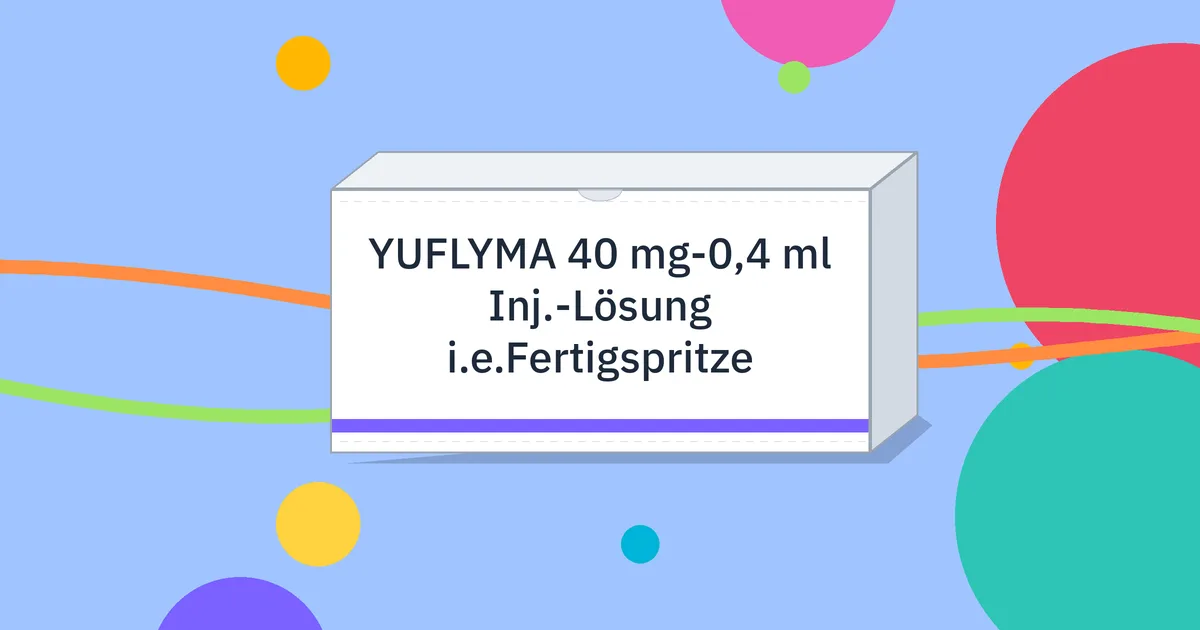 Symbolbild: Packung mit der Aufschrift YUFLYMA 40 mg-0,4 ml Inj.-Lösung i.e.Fertigspritze (PZN 16847744) – Verfügbarkeit und Bezug in Apotheken in Frankfurt am Main