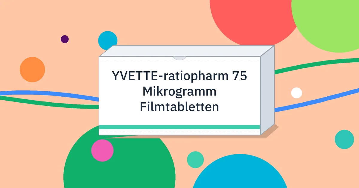 Symbolbild: Packung mit der Aufschrift YVETTE-ratiopharm 75 Mikrogramm Filmtabletten (PZN 09326074) – Verfügbarkeit und Bezug in Apotheken in Frankfurt am Main