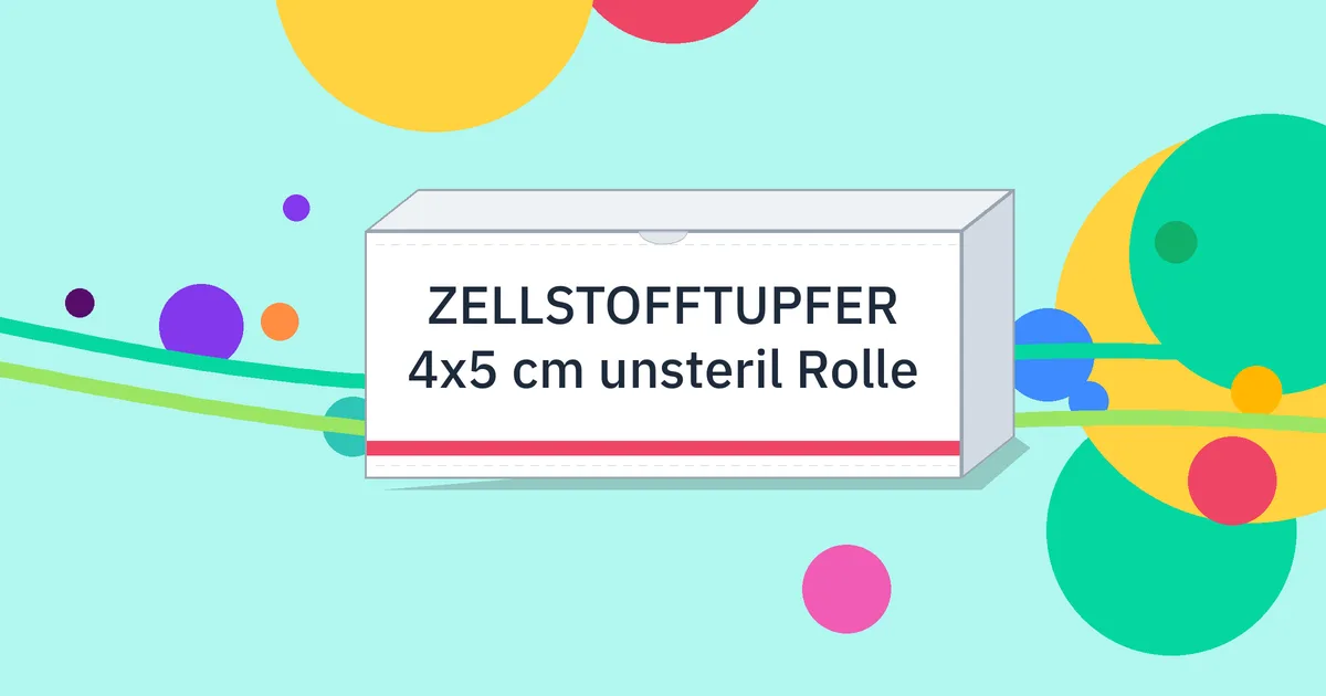 Symbolbild: Packung mit der Aufschrift ZELLSTOFFTUPFER 4x5 cm unsteril Rolle (PZN 07210048) – Verfügbarkeit und Bezug in Apotheken in Frankfurt am Main