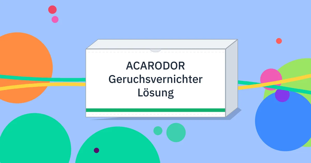 Symbolbild: Packung mit der Aufschrift ACARODOR Geruchsvernichter Lösung (PZN 14360995) – Verfügbarkeit und Bezug in Apotheken in Frankfurt am Main