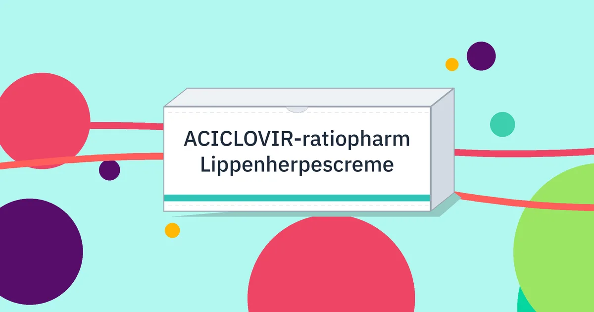 Symbolbild: Packung mit der Aufschrift ACICLOVIR-ratiopharm Lippenherpescreme (PZN 02286360) – Verfügbarkeit und Bezug in Apotheken in Frankfurt am Main