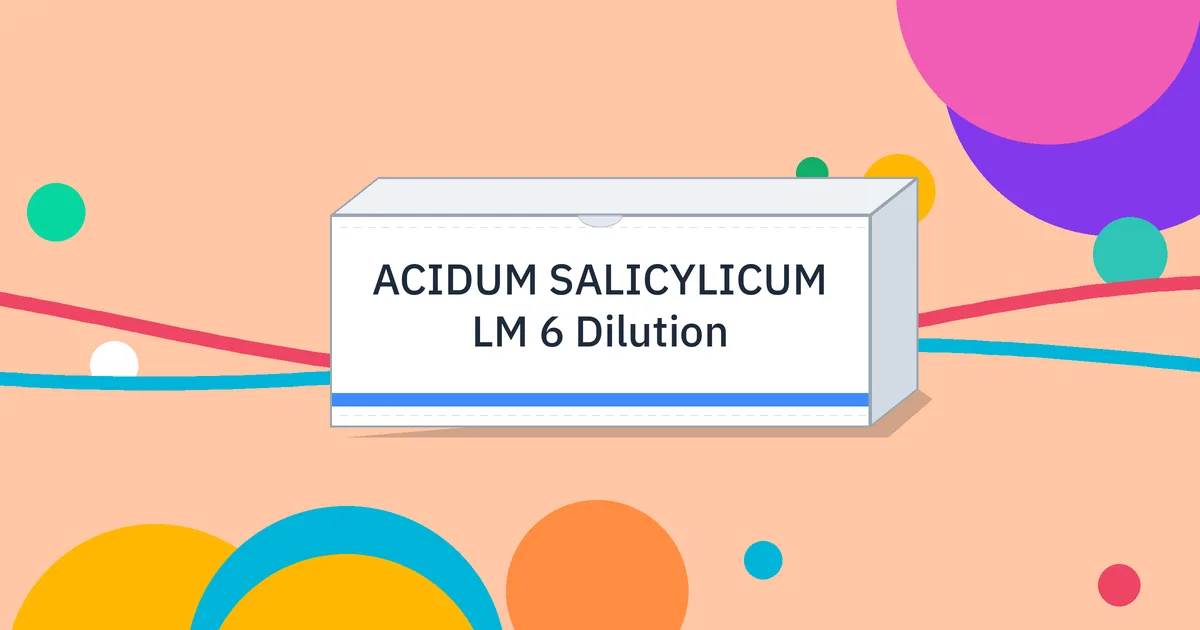 Symbolbild: Packung mit der Aufschrift ACIDUM SALICYLICUM LM 6 Dilution (PZN 13281845) – Verfügbarkeit und Bezug in Apotheken in Frankfurt am Main