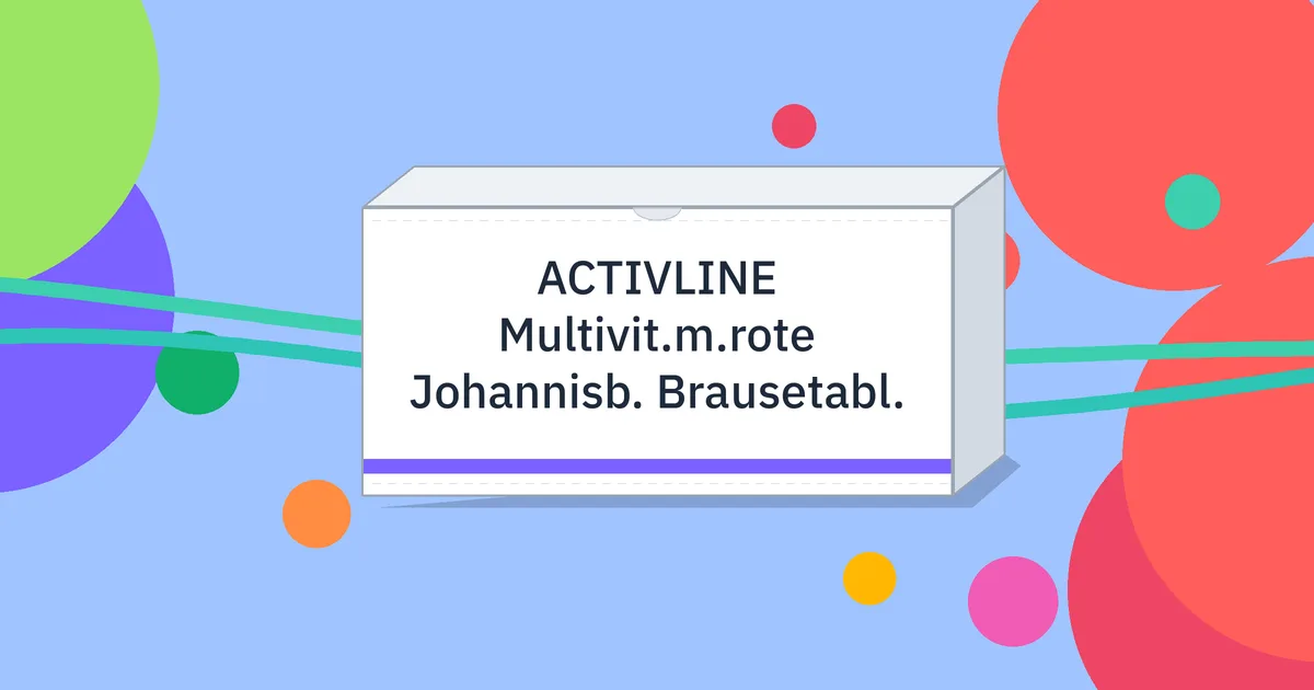 Symbolbild: Packung mit der Aufschrift ACTIVLINE Multivit.m.rote Johannisb. Brausetabl. (PZN 08717275) – Verfügbarkeit und Bezug in Apotheken in Frankfurt am Main