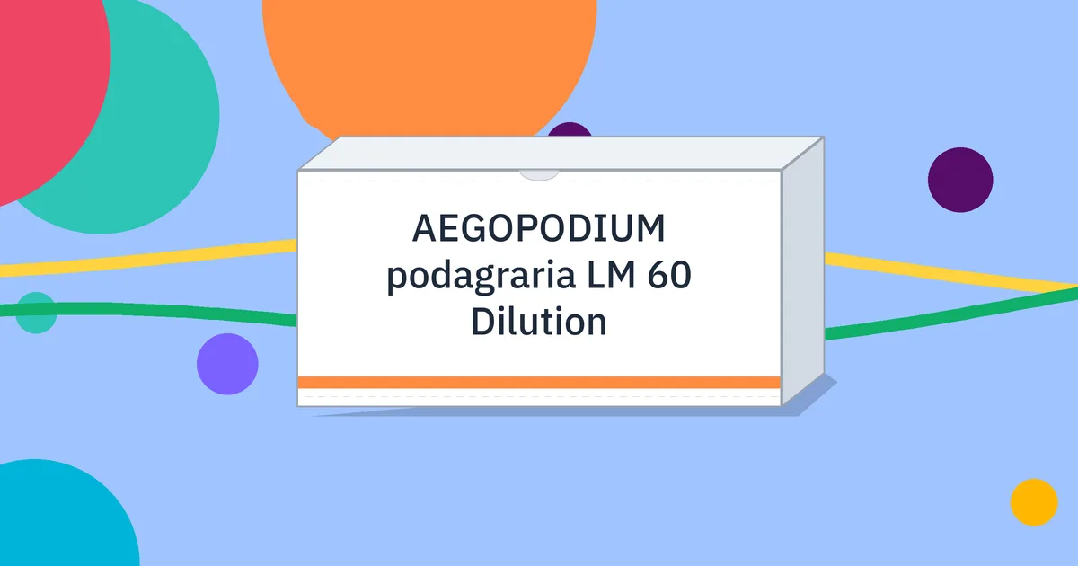 Symbolbild: Packung mit der Aufschrift AEGOPODIUM podagraria LM 60 Dilution (PZN 13298780) – Verfügbarkeit und Bezug in Apotheken in Frankfurt am Main