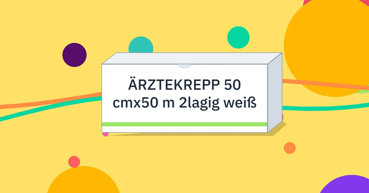 Symbolbild: Packung mit der Aufschrift ÄRZTEKREPP 50 cmx50 m 2lagig weiß (PZN 10627444) – Verfügbarkeit und Bezug in Apotheken in Frankfurt am Main