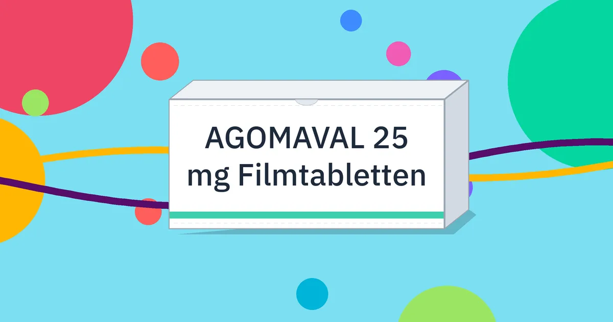 Symbolbild: Packung mit der Aufschrift AGOMAVAL 25 mg Filmtabletten (PZN 14439159) – Verfügbarkeit und Bezug in Apotheken in Frankfurt am Main