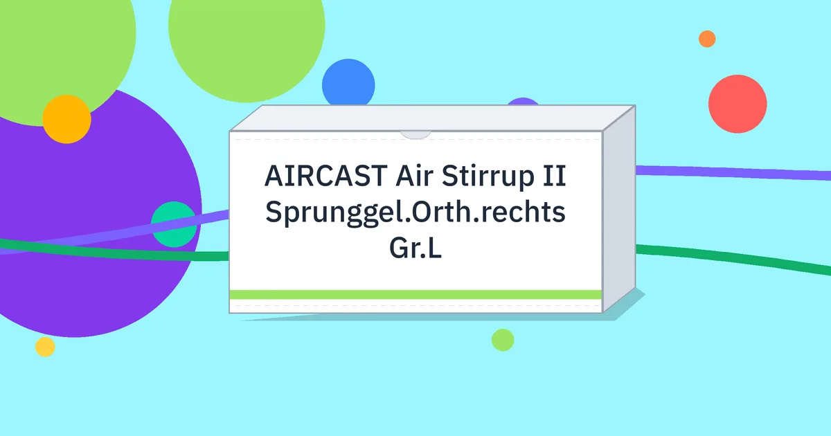 Symbolbild: Packung mit der Aufschrift AIRCAST Air Stirrup II Sprunggel.Orth.rechts Gr.L (PZN 09422501) – Verfügbarkeit und Bezug in Apotheken in Frankfurt am Main