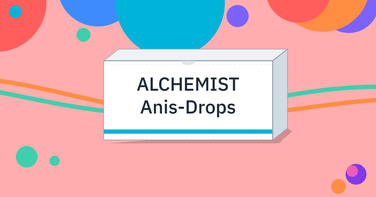 Symbolbild: Packung mit der Aufschrift ALCHEMIST Anis-Drops (PZN 17153179) – Verfügbarkeit und Bezug in Apotheken in Frankfurt am Main