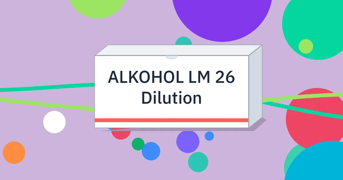 Symbolbild: Packung mit der Aufschrift ALKOHOL LM 26 Dilution (PZN 13311233) – Verfügbarkeit und Bezug in Apotheken in Frankfurt am Main