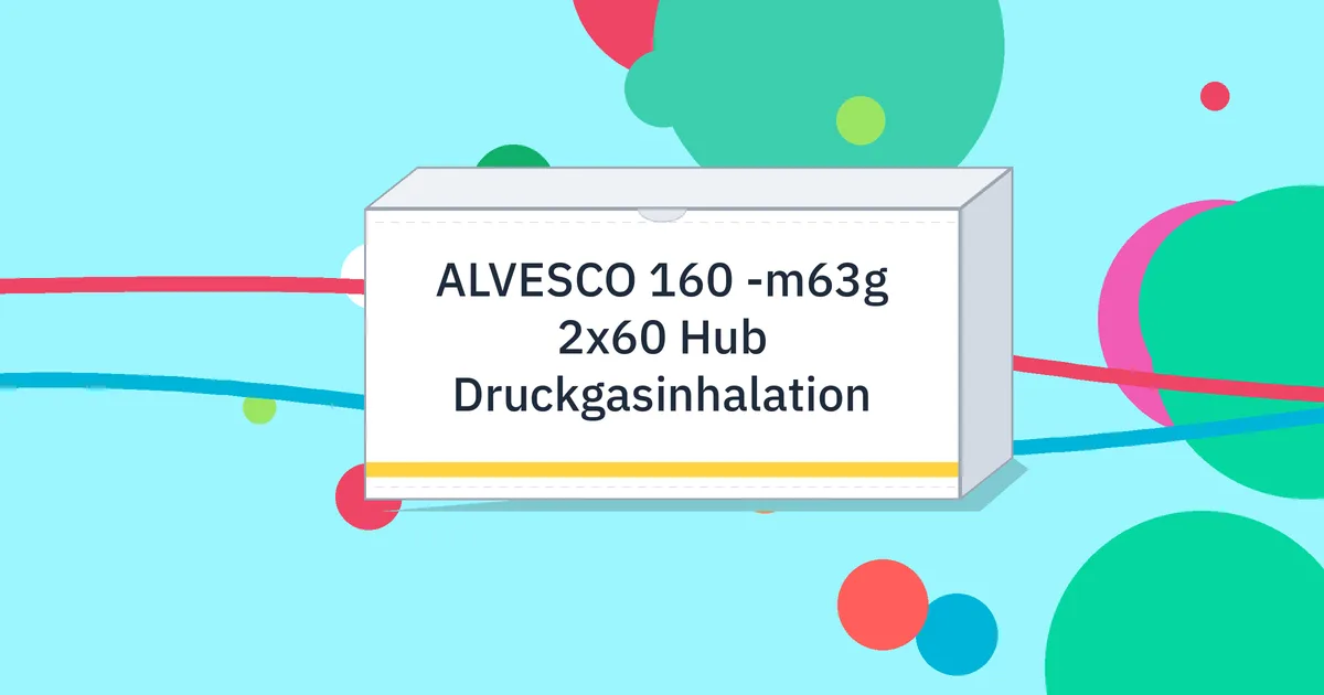 Symbolbild: Packung mit der Aufschrift ALVESCO 160 -m63g 2x60 Hub Druckgasinhalation (PZN 10301292) – Verfügbarkeit und Bezug in Apotheken in Frankfurt am Main