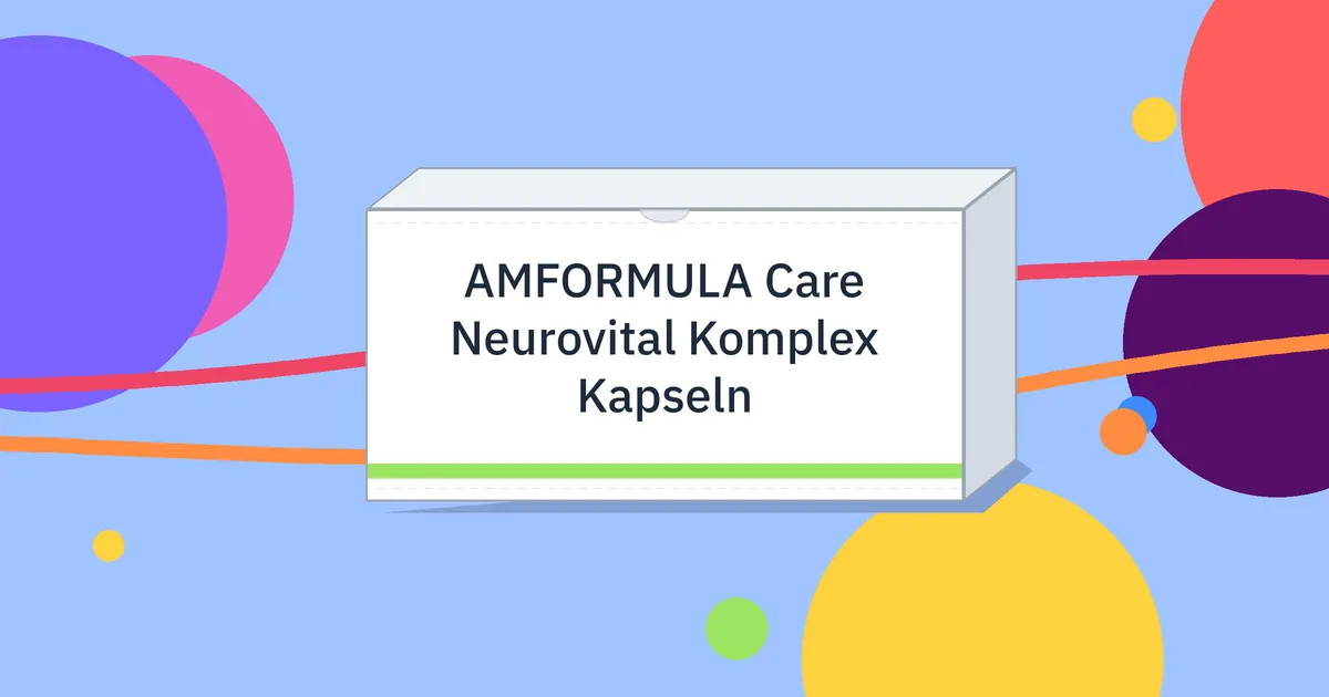 Symbolbild: Packung mit der Aufschrift AMFORMULA Care Neurovital Komplex Kapseln (PZN 20108863) – Verfügbarkeit und Bezug in Apotheken in Frankfurt am Main