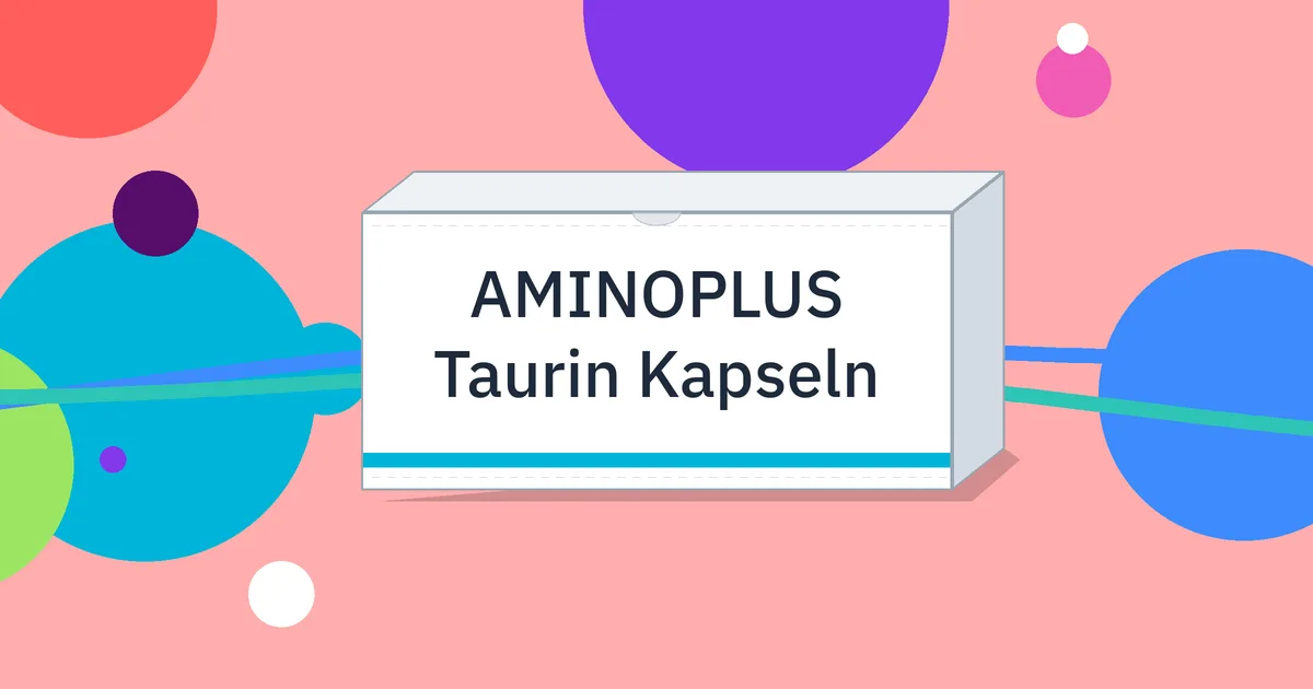 Symbolbild: Packung mit der Aufschrift AMINOPLUS Taurin Kapseln (PZN 06325252) – Verfügbarkeit und Bezug in Apotheken in Frankfurt am Main