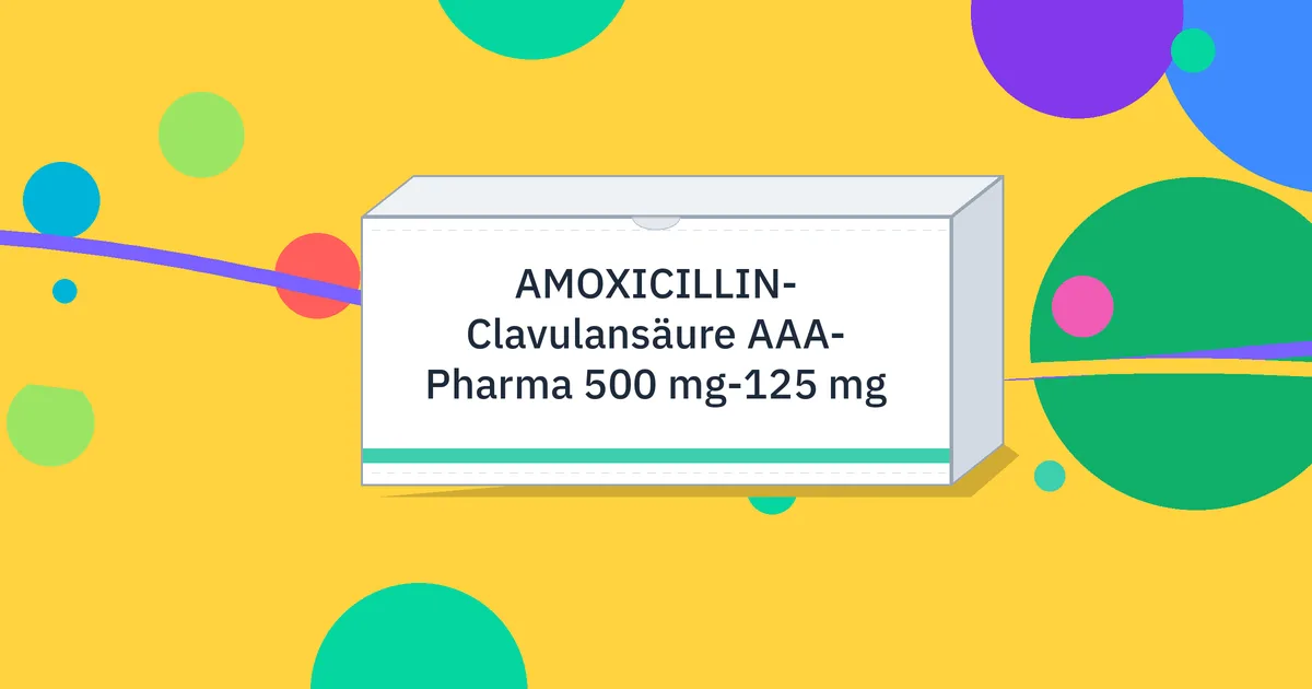 Symbolbild: Packung mit der Aufschrift AMOXICILLIN-Clavulansäure AAA-Pharma 500 mg-125 mg (PZN 16584380) – Verfügbarkeit und Bezug in Apotheken in Frankfurt am Main