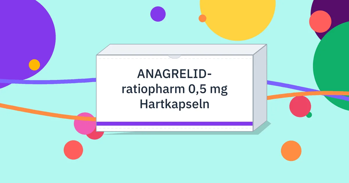 Symbolbild: Packung mit der Aufschrift ANAGRELID-ratiopharm 0,5 mg Hartkapseln (PZN 12551082) – Verfügbarkeit und Bezug in Apotheken in Frankfurt am Main
