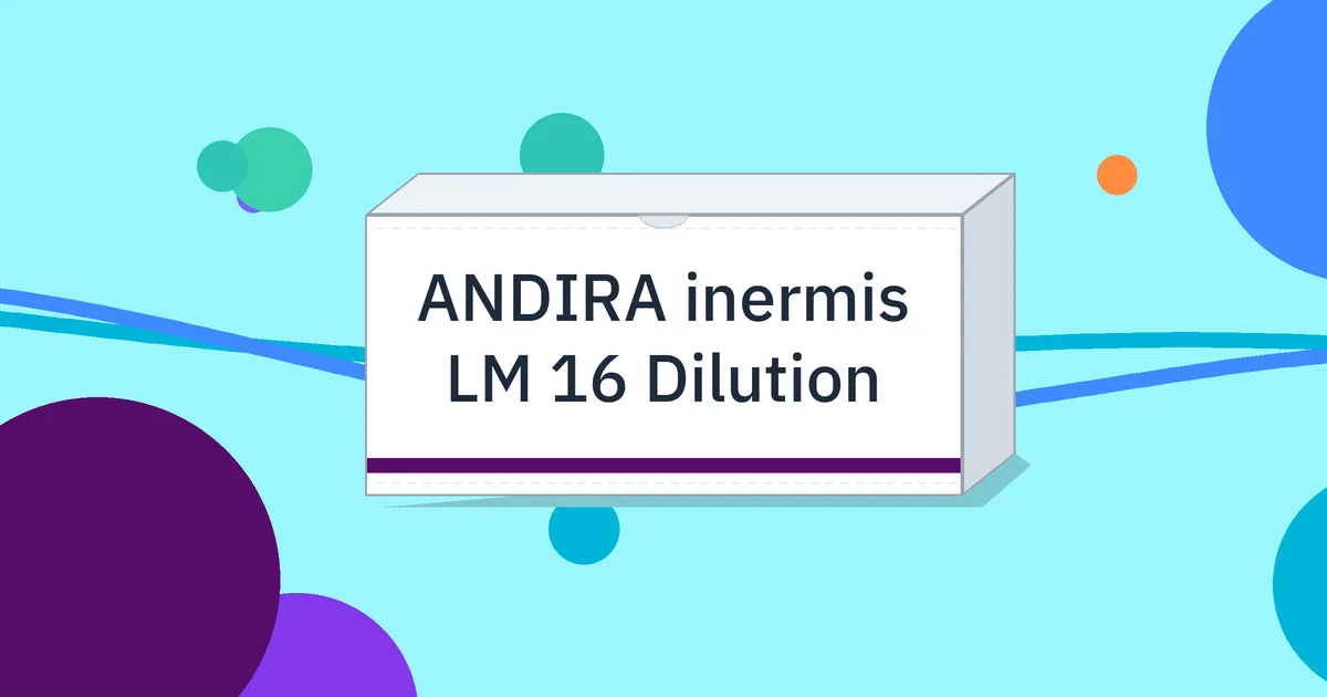 Symbolbild: Packung mit der Aufschrift ANDIRA inermis LM 16 Dilution (PZN 13329322) – Verfügbarkeit und Bezug in Apotheken in Frankfurt am Main