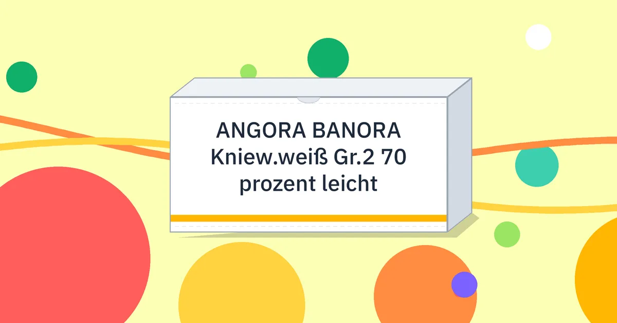 Symbolbild: Packung mit der Aufschrift ANGORA BANORA Kniew.weiß Gr.2 70 prozent leicht (PZN 02769029) – Verfügbarkeit und Bezug in Apotheken in Frankfurt am Main