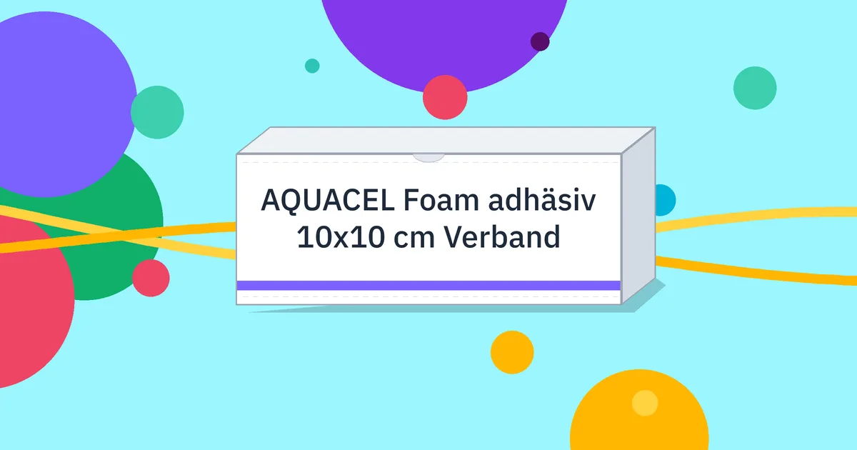 Symbolbild: Packung mit der Aufschrift AQUACEL Foam adhäsiv 10x10 cm Verband (PZN 10210313) – Verfügbarkeit und Bezug in Apotheken in Frankfurt am Main