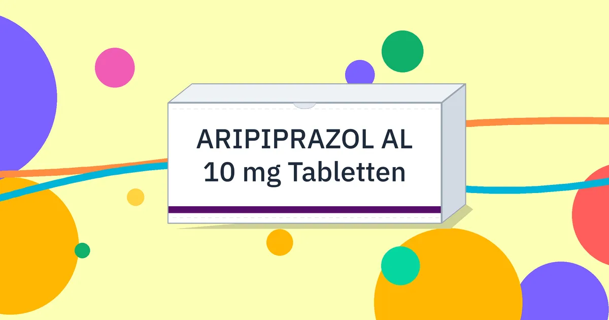 Symbolbild: Packung mit der Aufschrift ARIPIPRAZOL AL 10 mg Tabletten (PZN 10994705) – Verfügbarkeit und Bezug in Apotheken in Frankfurt am Main
