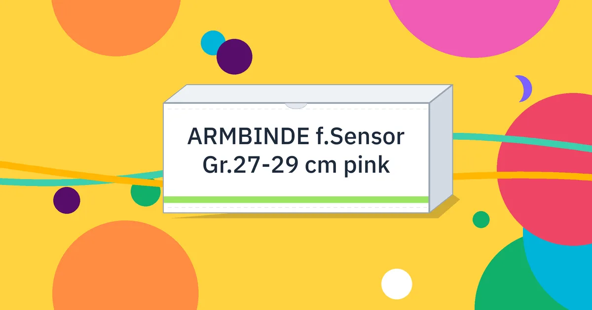 Symbolbild: Packung mit der Aufschrift ARMBINDE f.Sensor Gr.27-29 cm pink (PZN 17838262) – Verfügbarkeit und Bezug in Apotheken in Frankfurt am Main