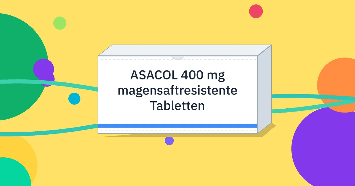 Symbolbild: Packung mit der Aufschrift ASACOL 400 mg magensaftresistente Tabletten (PZN 06343853) – Verfügbarkeit und Bezug in Apotheken in Frankfurt am Main