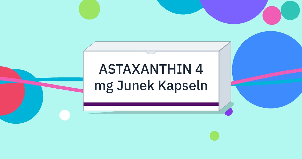 Symbolbild: Packung mit der Aufschrift ASTAXANTHIN 4 mg Junek Kapseln (PZN 04366844) – Verfügbarkeit und Bezug in Apotheken in Frankfurt am Main