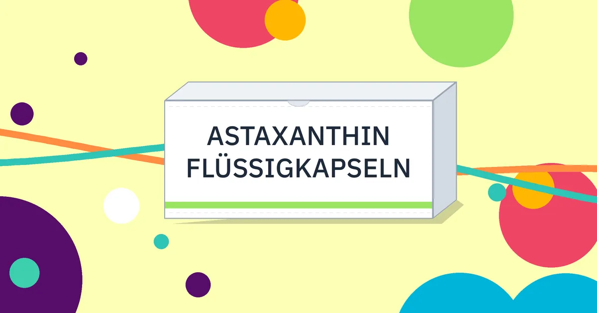 Symbolbild: Packung mit der Aufschrift ASTAXANTHIN FLÜSSIGKAPSELN (PZN 19268225) – Verfügbarkeit und Bezug in Apotheken in Frankfurt am Main