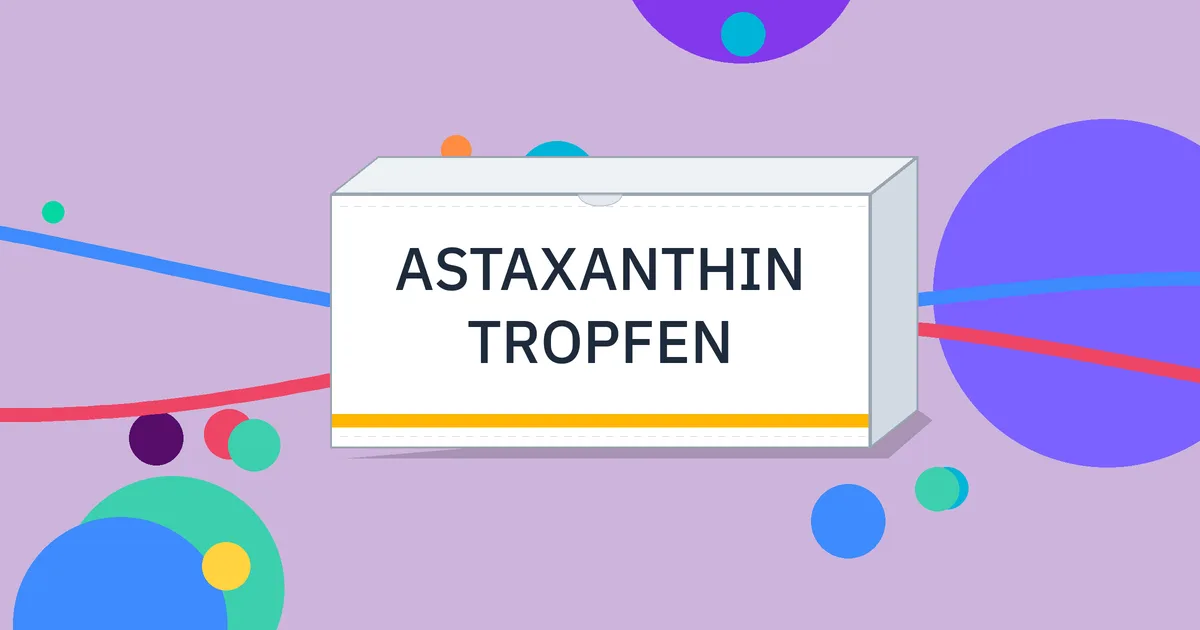 Symbolbild: Packung mit der Aufschrift ASTAXANTHIN TROPFEN (PZN 18706640) – Verfügbarkeit und Bezug in Apotheken in Frankfurt am Main