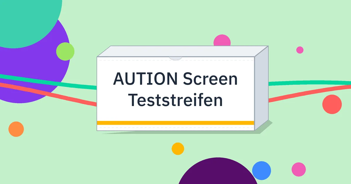 Symbolbild: Packung mit der Aufschrift AUTION Screen Teststreifen (PZN 10066684) – Verfügbarkeit und Bezug in Apotheken in Frankfurt am Main