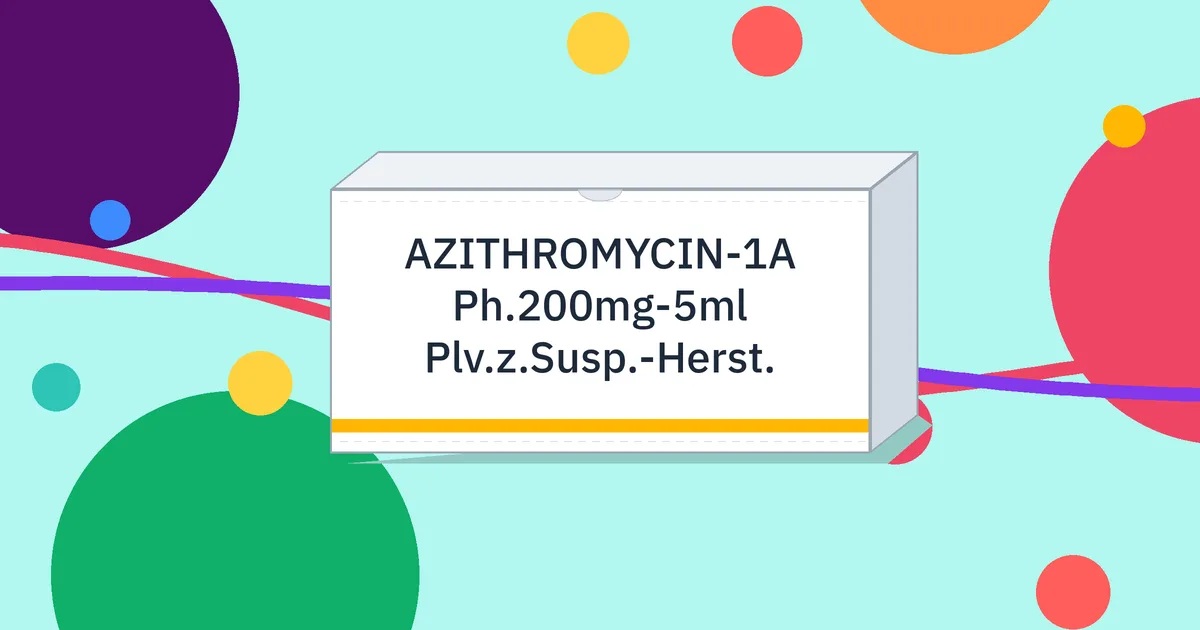 Symbolbild: Packung mit der Aufschrift AZITHROMYCIN-1A Ph.200mg-5ml Plv.z.Susp.-Herst. (PZN 04044313) – Verfügbarkeit und Bezug in Apotheken in Frankfurt am Main
