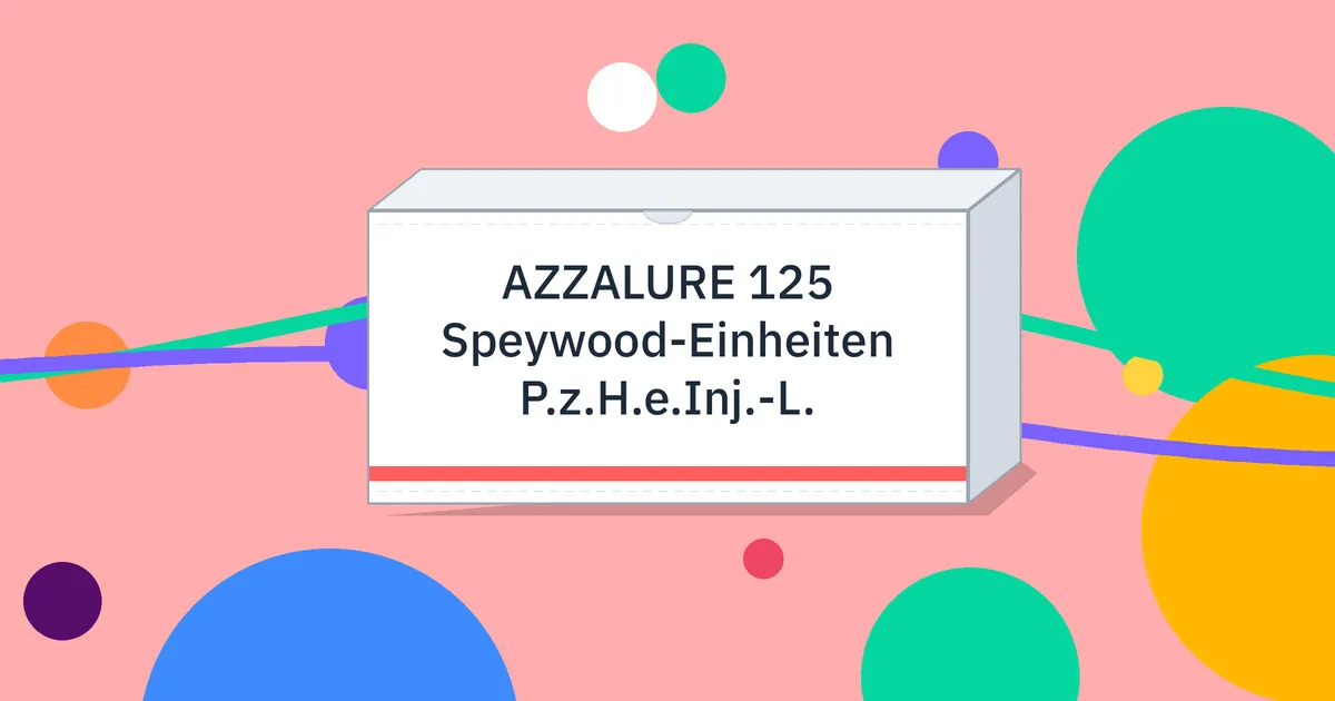 Symbolbild: Packung mit der Aufschrift AZZALURE 125 Speywood-Einheiten P.z.H.e.Inj.-L. (PZN 19525308) – Verfügbarkeit und Bezug in Apotheken in Frankfurt am Main
