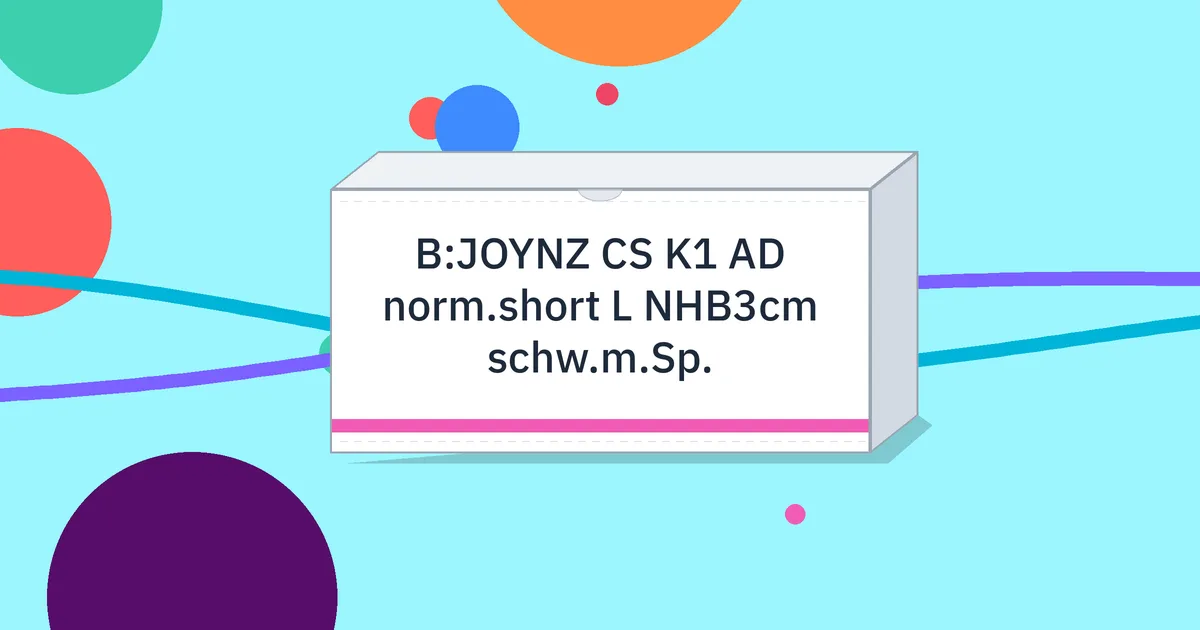 Symbolbild: Packung mit der Aufschrift B:JOYNZ CS K1 AD norm.short L NHB3cm schw.m.Sp. (PZN 20529145) – Verfügbarkeit und Bezug in Apotheken in Frankfurt am Main