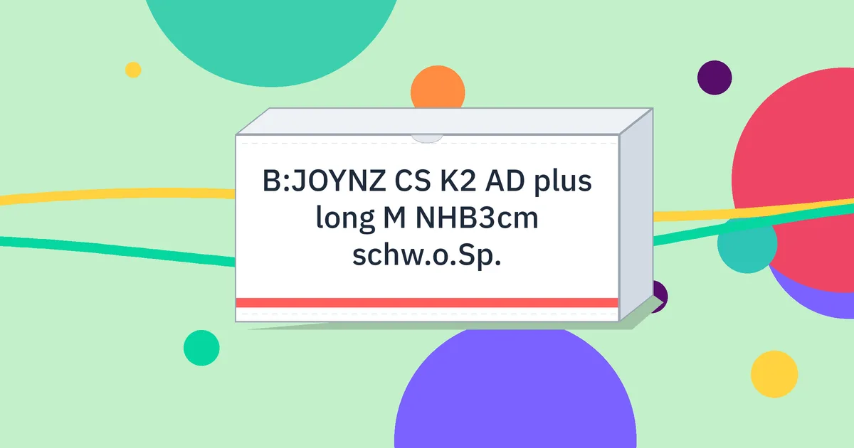 Symbolbild: Packung mit der Aufschrift B:JOYNZ CS K2 AD plus long M NHB3cm schw.o.Sp. (PZN 20530421) – Verfügbarkeit und Bezug in Apotheken in Frankfurt am Main