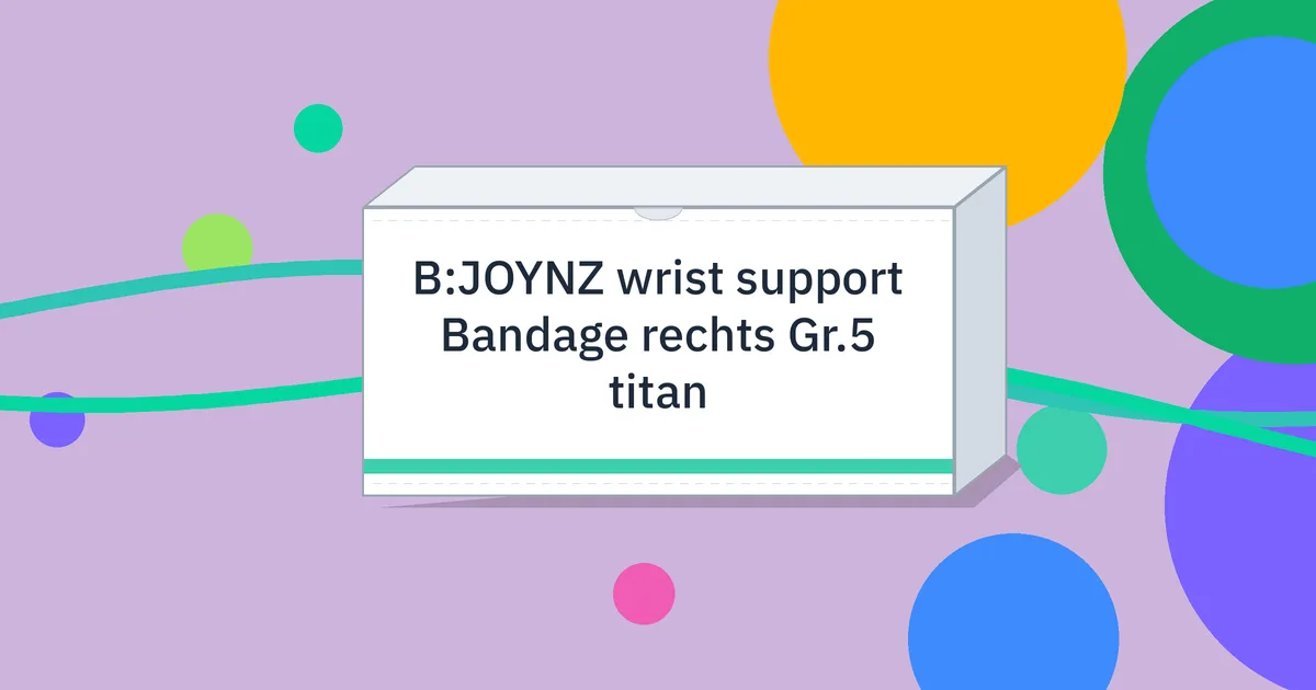 Symbolbild: Packung mit der Aufschrift B:JOYNZ wrist support Bandage rechts Gr.5 titan (PZN 20522812) – Verfügbarkeit und Bezug in Apotheken in Frankfurt am Main