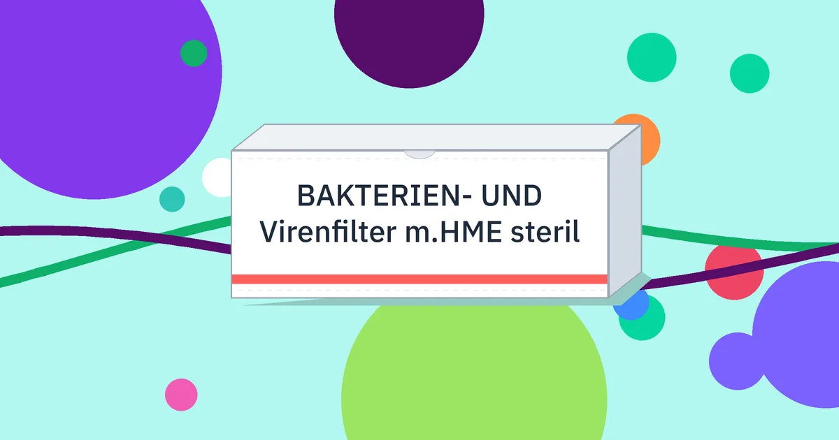 Symbolbild: Packung mit der Aufschrift BAKTERIEN- UND Virenfilter m.HME steril (PZN 17982881) – Verfügbarkeit und Bezug in Apotheken in Frankfurt am Main
