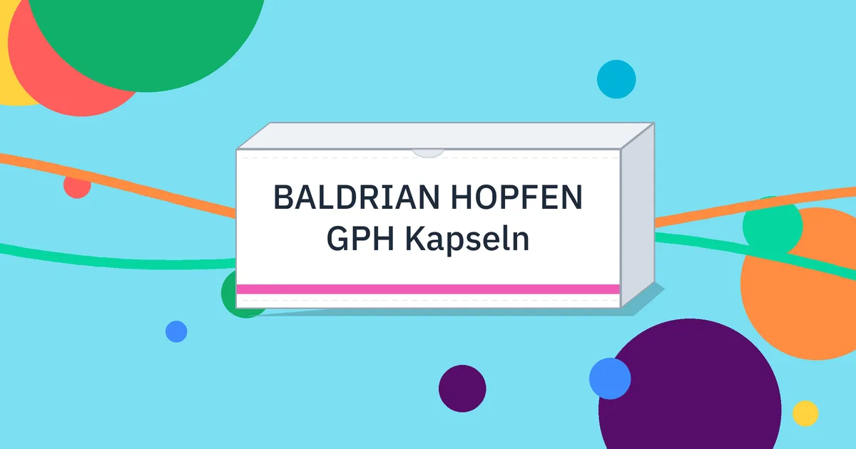 Symbolbild: Packung mit der Aufschrift BALDRIAN HOPFEN GPH Kapseln (PZN 09645282) – Verfügbarkeit und Bezug in Apotheken in Frankfurt am Main