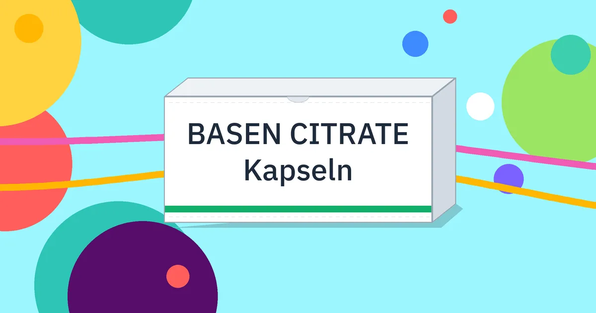 Symbolbild: Packung mit der Aufschrift BASEN CITRATE Kapseln (PZN 10125932) – Verfügbarkeit und Bezug in Apotheken in Frankfurt am Main
